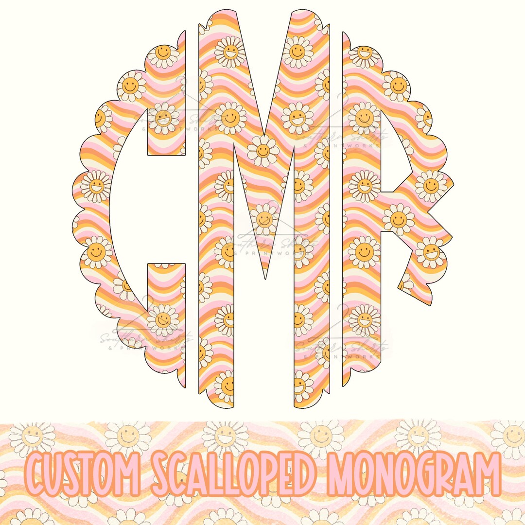 Custom Retro Smiley Monogram File Download - Etsy