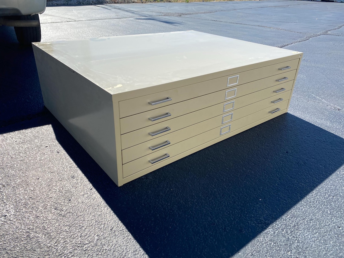Vintage 10 Drawer Flat File Blueprint Cabinet With Base 54 W - Etsy