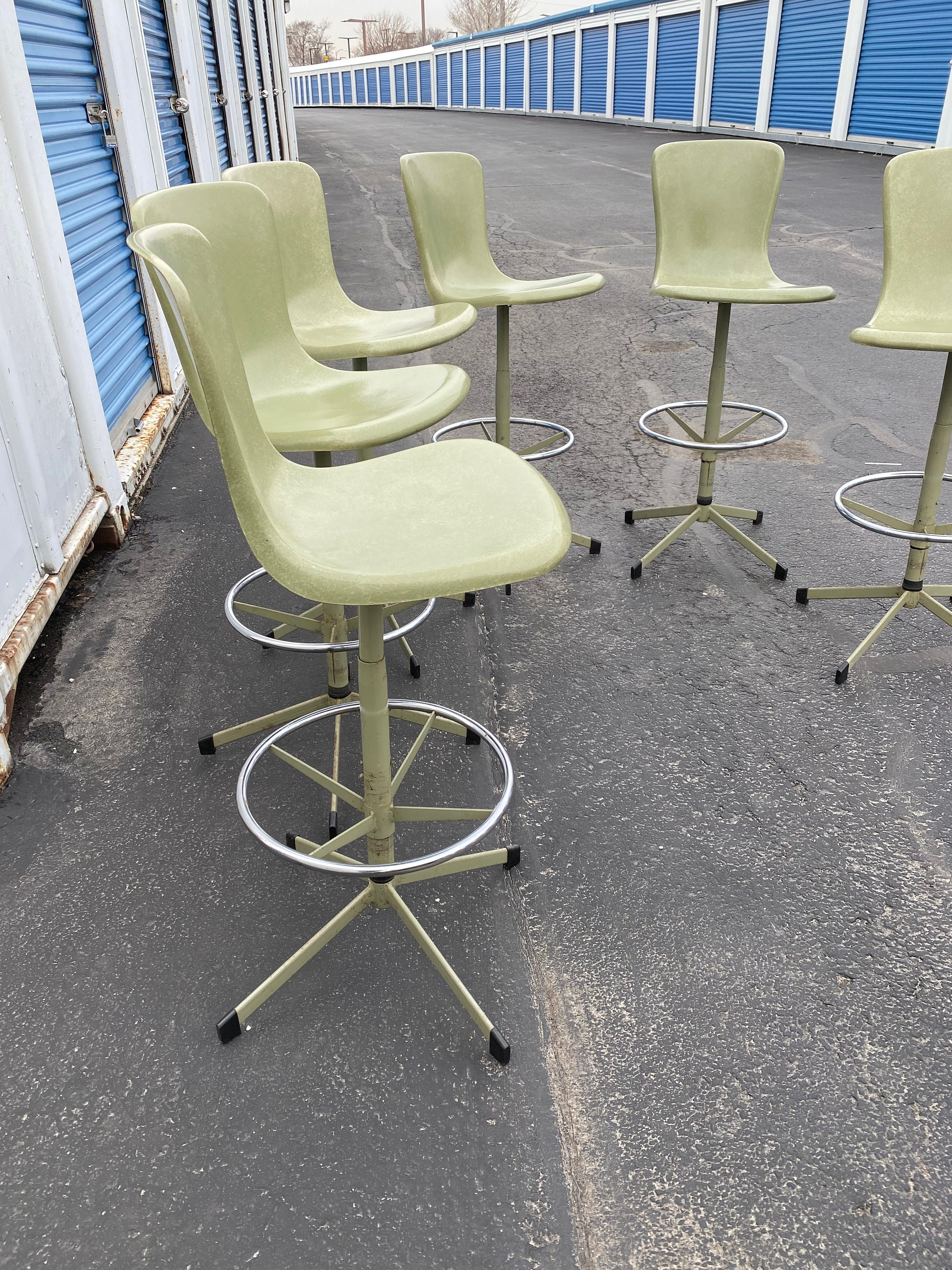 6 Antique Cosco Midcentury Modern Adjustable Fiberglass Bar/counter ...