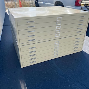 Vintage 10 Drawer Flat File Blueprint Cabinet With Base 54 W - Etsy