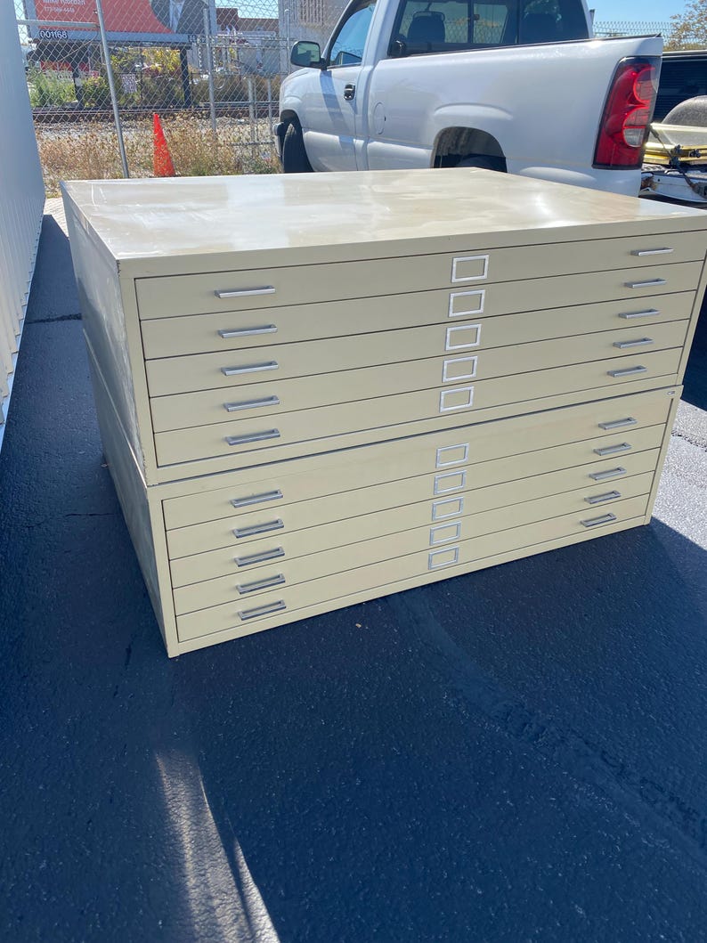 Vintage 10 Drawer Flat File Blueprint Cabinet With Base 54 W - Etsy
