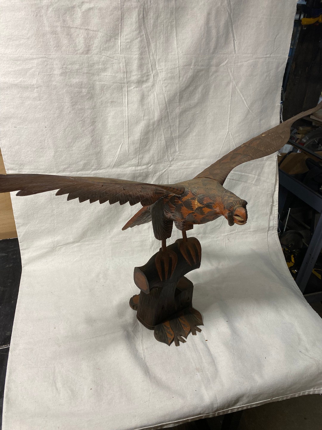 Large Full Size Wood Carved Hawk Eagle Raptor Sculpture - Etsy