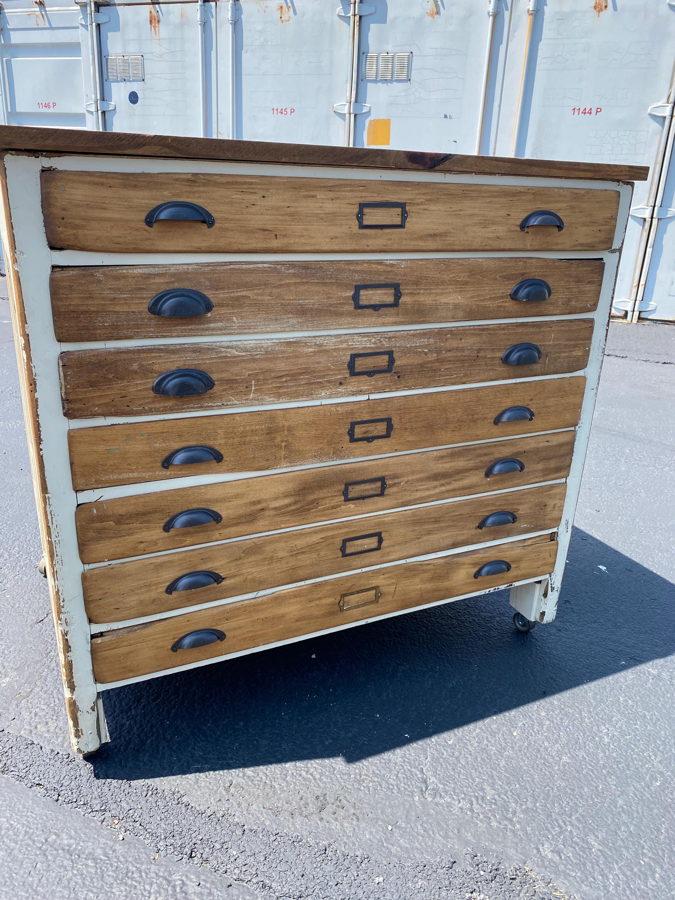 Antique 7 Drawer Wood Flat File Blueprint Cabinet 44" W - Etsy