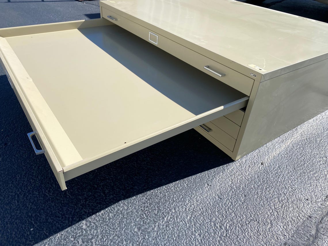 Vintage 10 Drawer Flat File Blueprint Cabinet With Base 54 W - Etsy