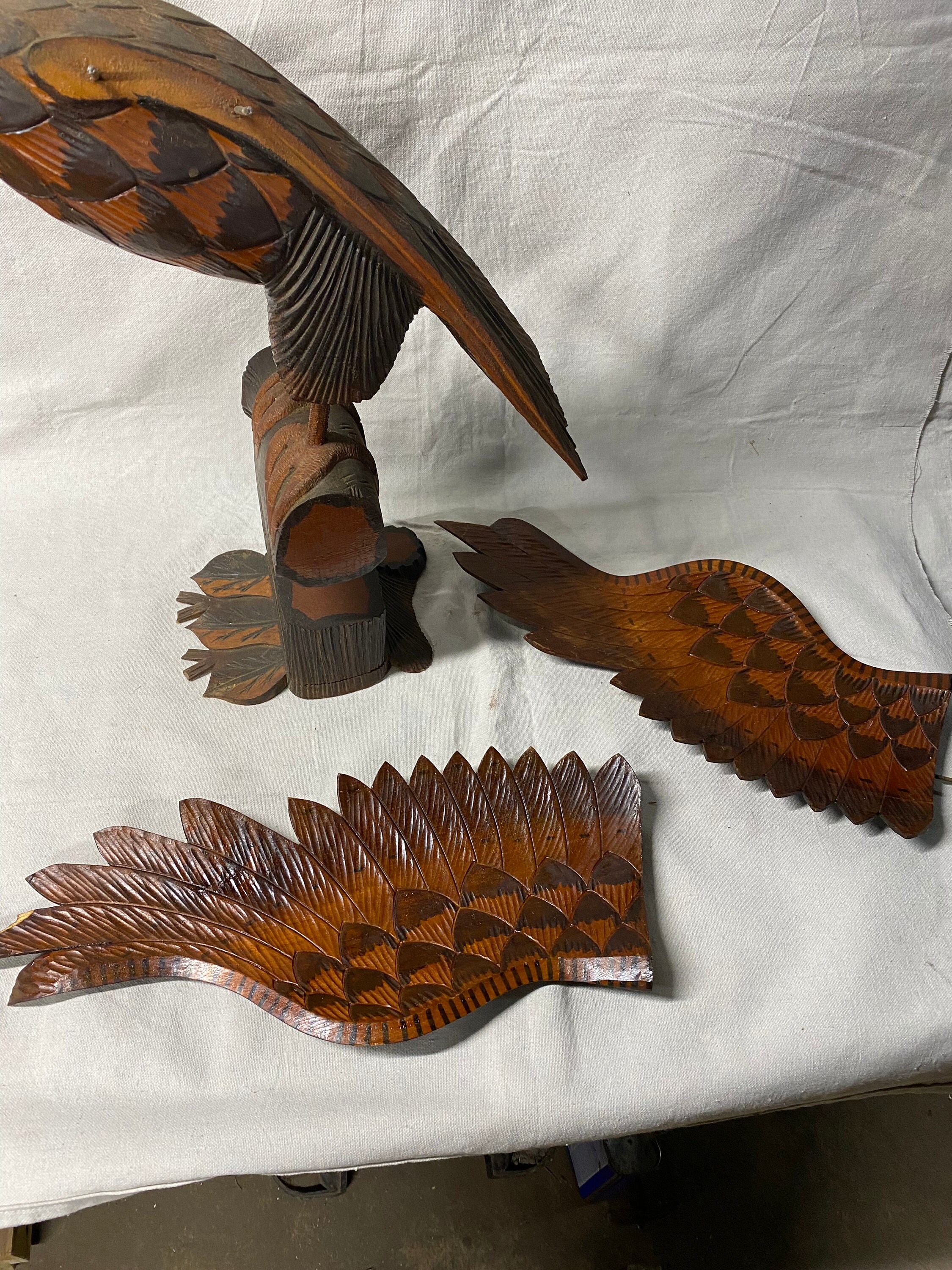 Large Full Size Wood Carved Hawk Eagle Raptor Sculpture - Etsy