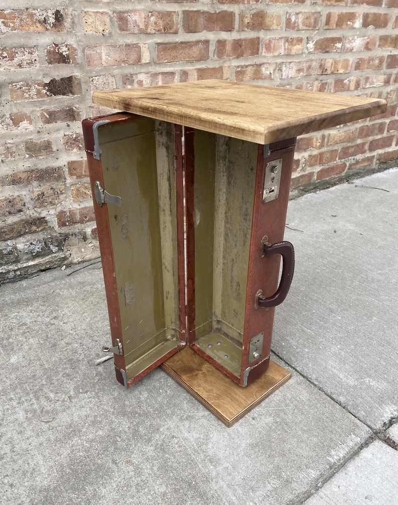 Repurposed Antique Musical Instrument Case Side Table W Storage 24" Ht ...