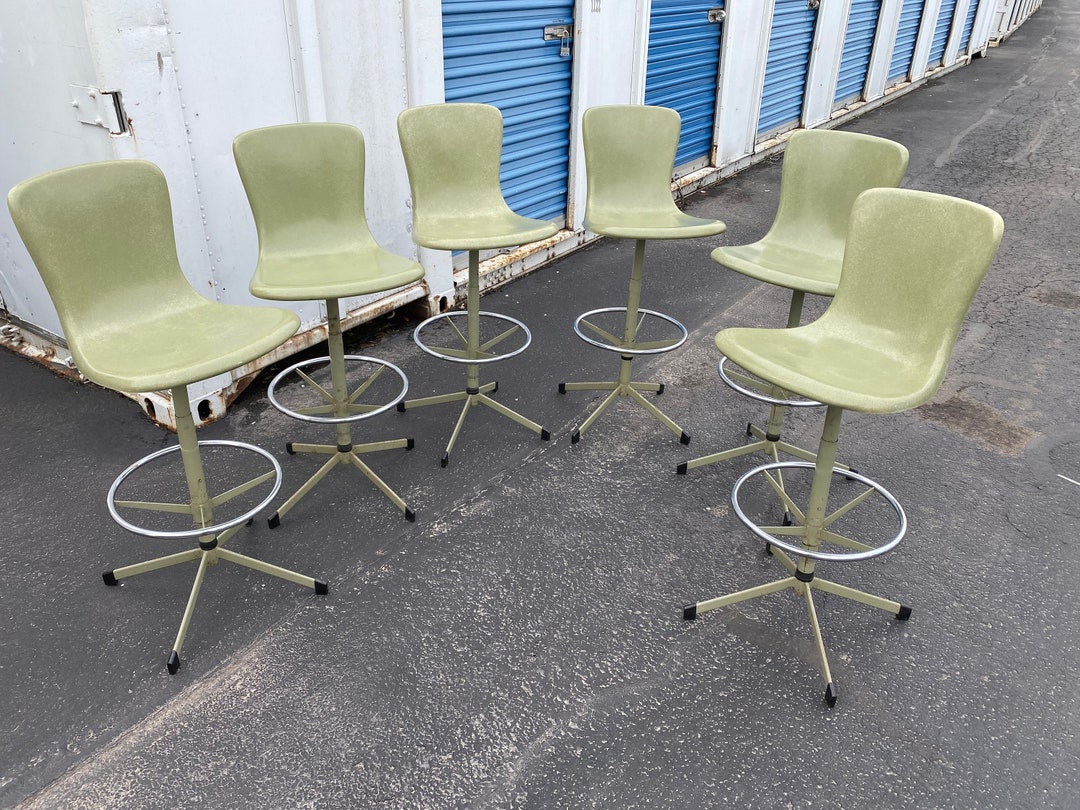 6 Antique Cosco Midcentury Modern Adjustable Fiberglass Bar/counter ...
