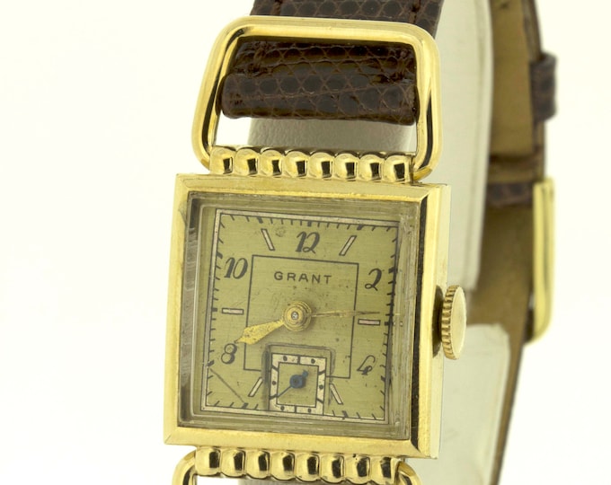 Vintage 10K Rolled Yellow Gold Plate Grant Wrist Watch 7 Jeweled ...
