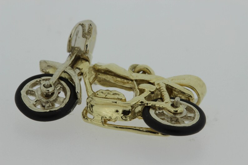 Motorbike Charm 14K Gold With Moving Wheels - Etsy
