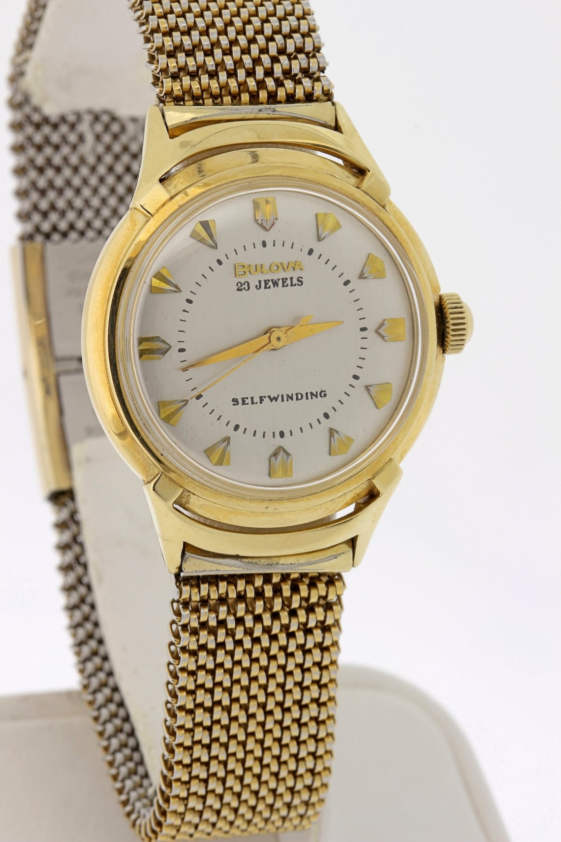 1950s Bulova Wrist Watch Self Winding 23 Jeweled Movement 14K Gold Case ...