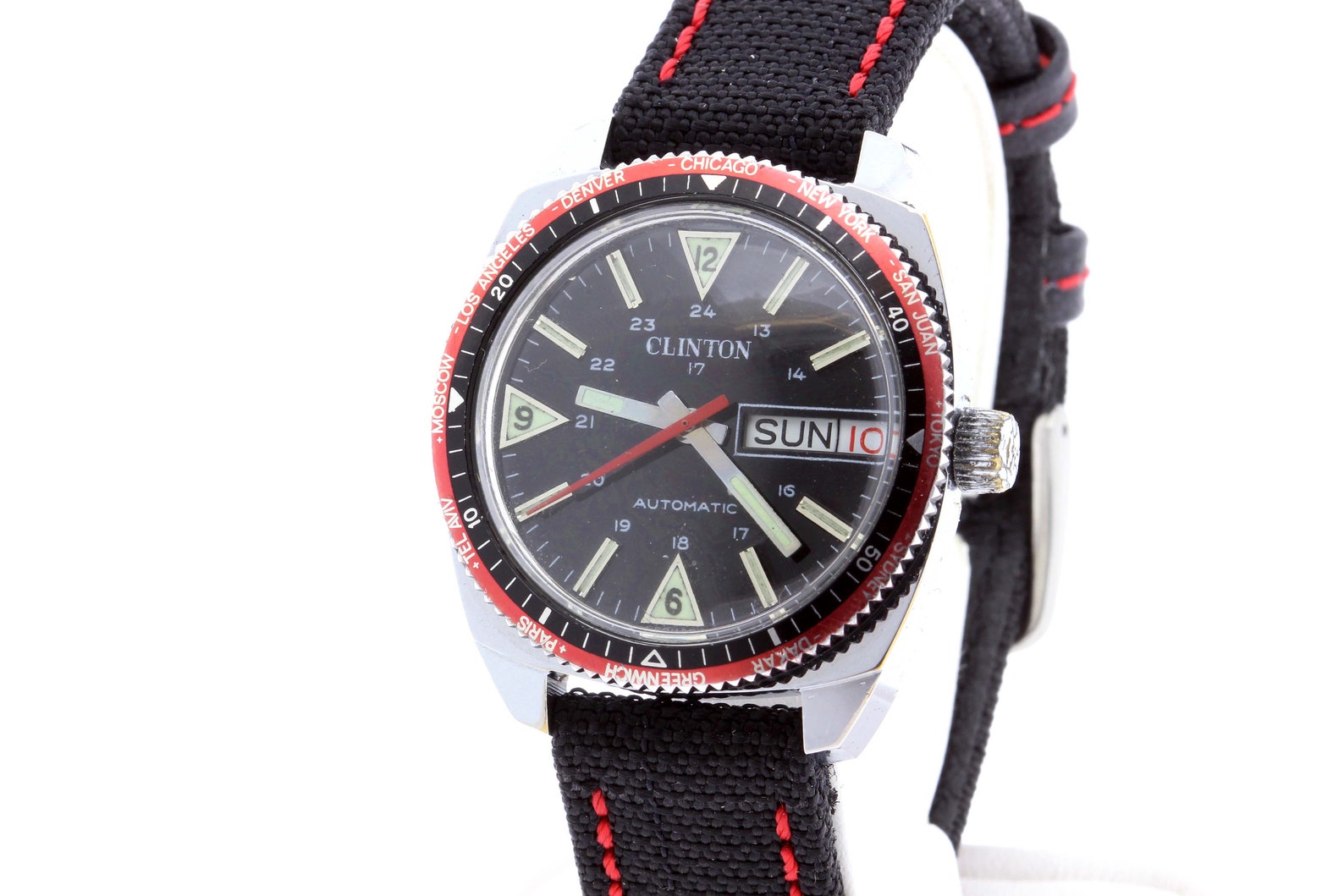 Clinton Automatic Wrist Watch With Date Day Dial | Etsy