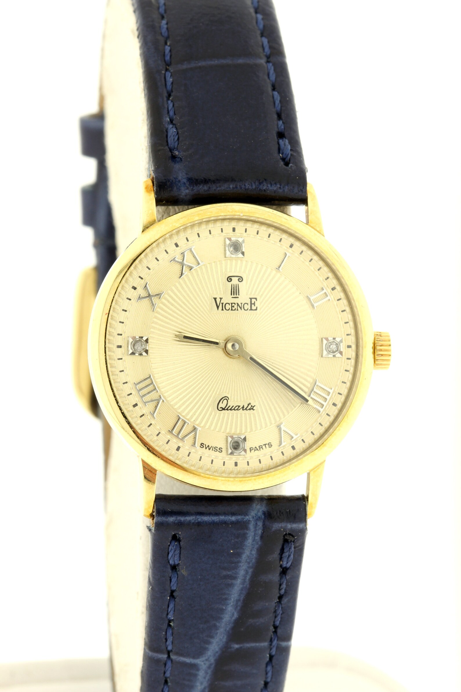 Vicence Wrist Watch Quartz Swiss Movement 14K Gold Case With Stainless ...