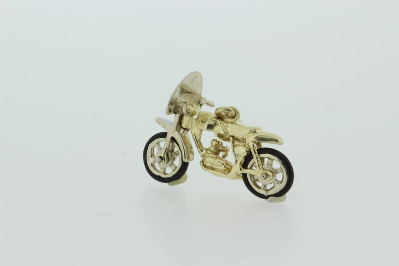 Motorbike Charm 14K Gold With Moving Wheels - Etsy