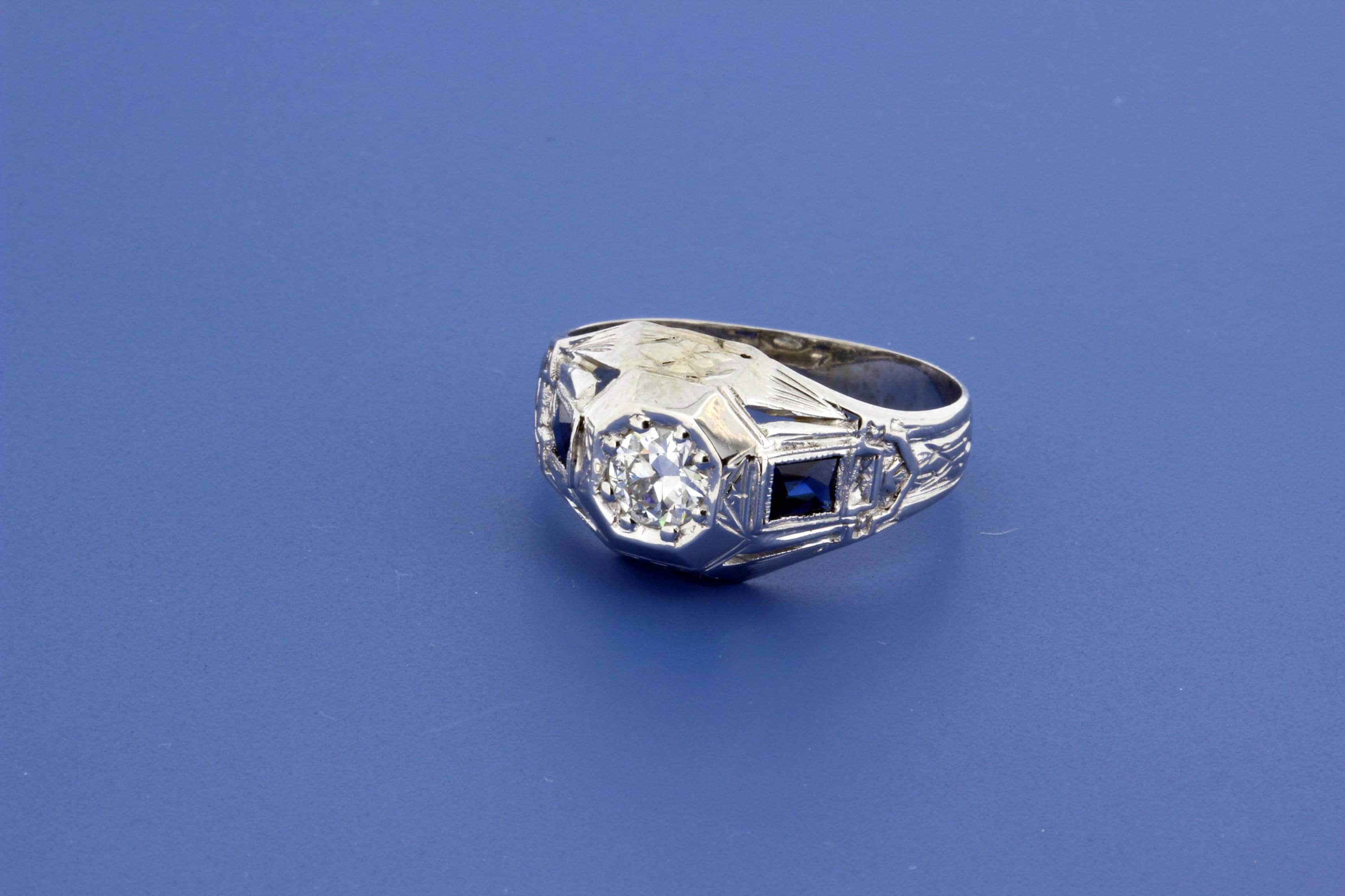 18K Gold Wide Band Ring With .53ct Euro Cut Diamond - Etsy