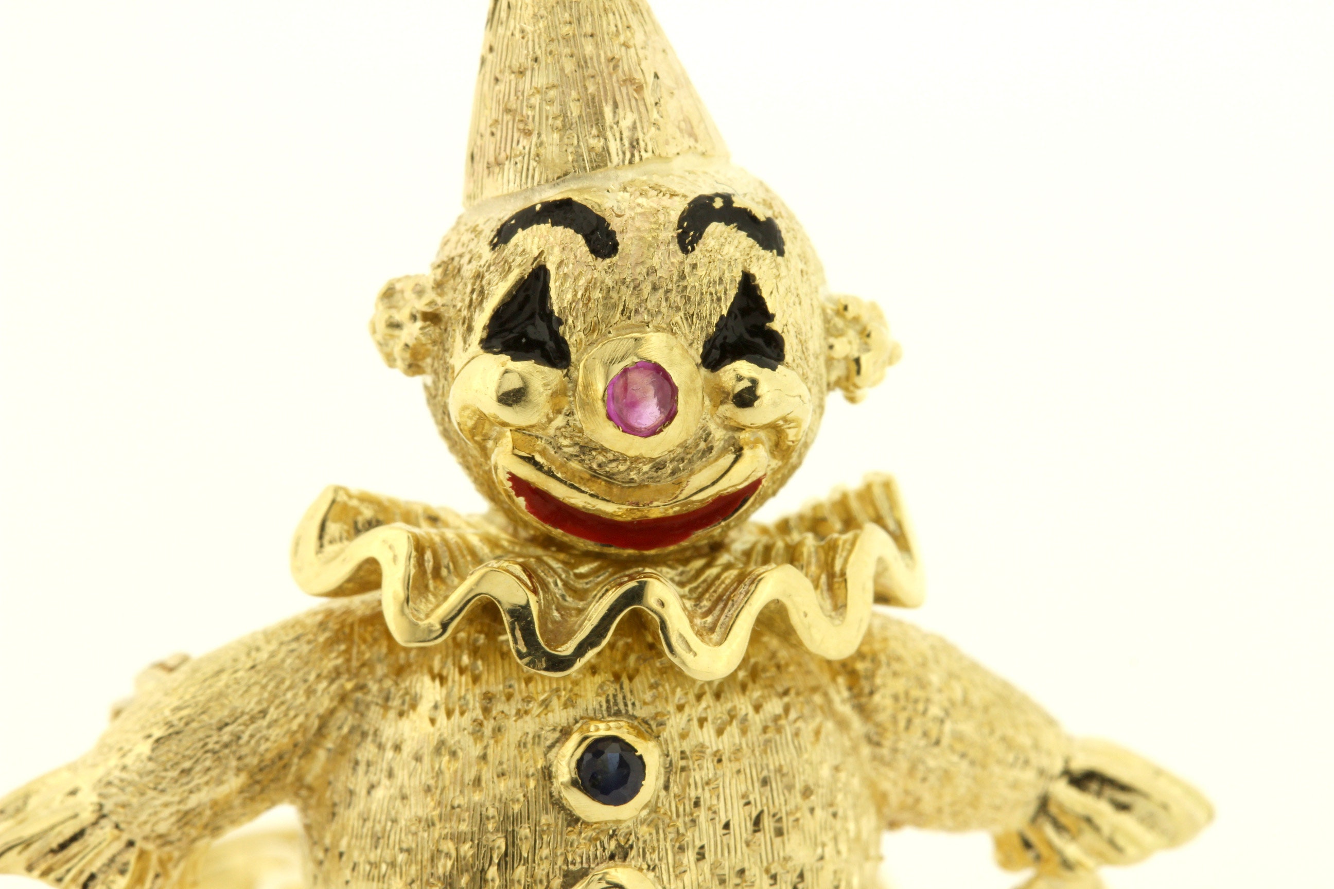 18K Yellow Gold Clown Brooch Vintage With Enamel - Etsy