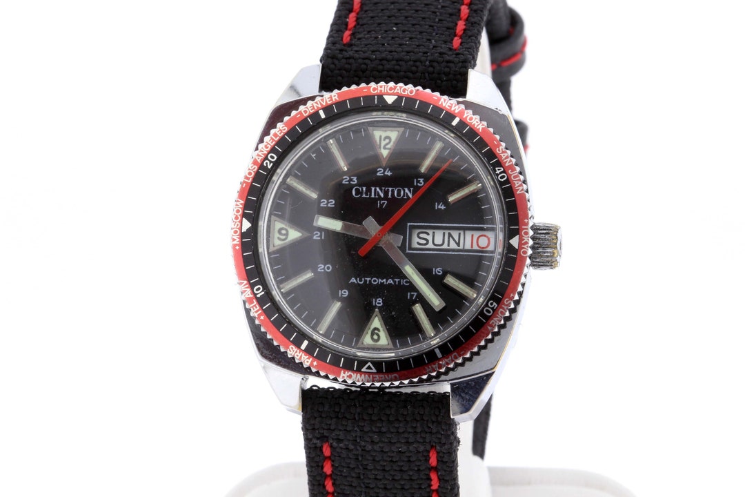 Clinton Automatic Wrist Watch With Date Day Dial - Etsy
