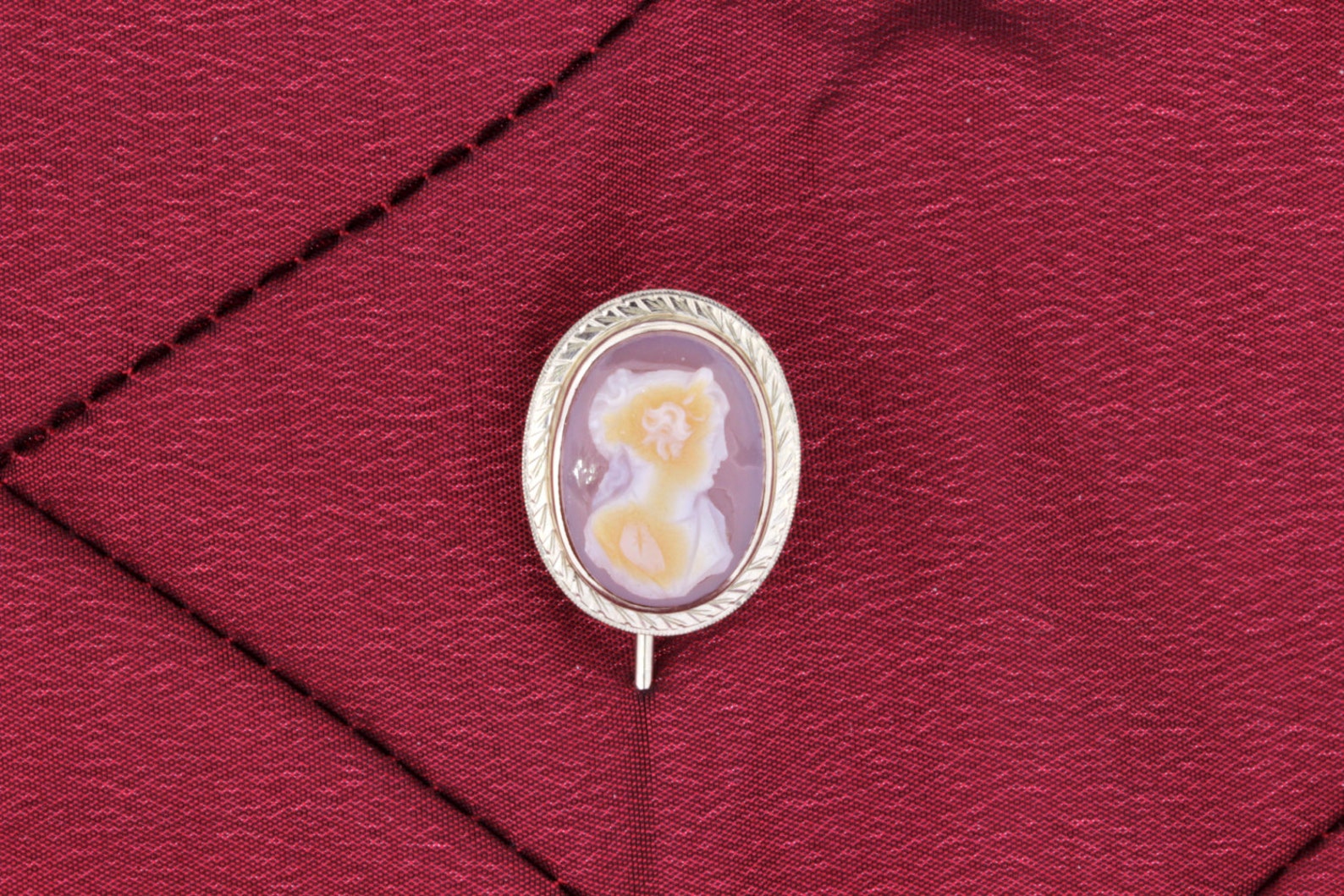 Cameo Stick Pin in White Gold - Etsy