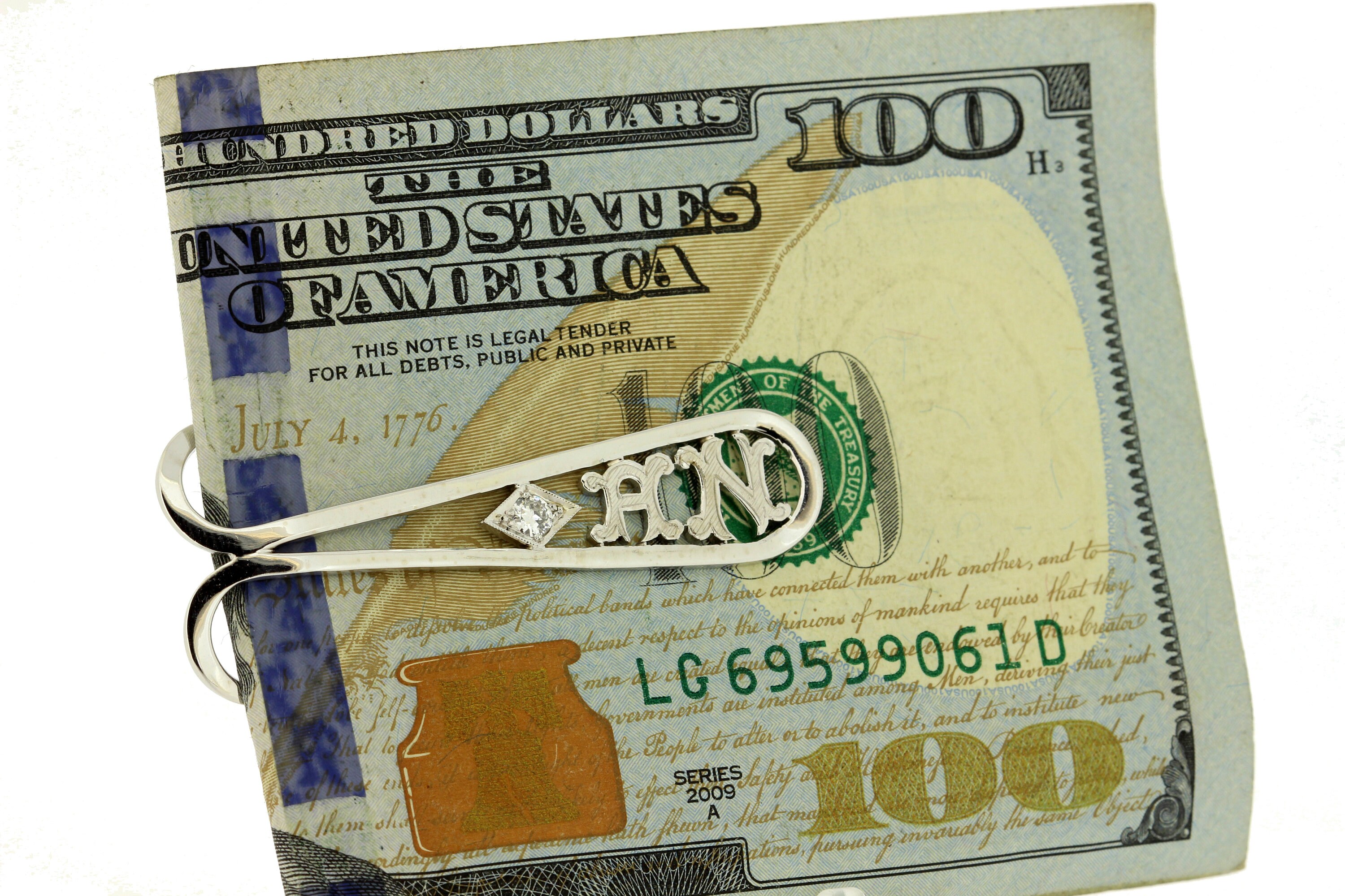 Intial Money Clip 14K Gold With Diamond a and - Etsy