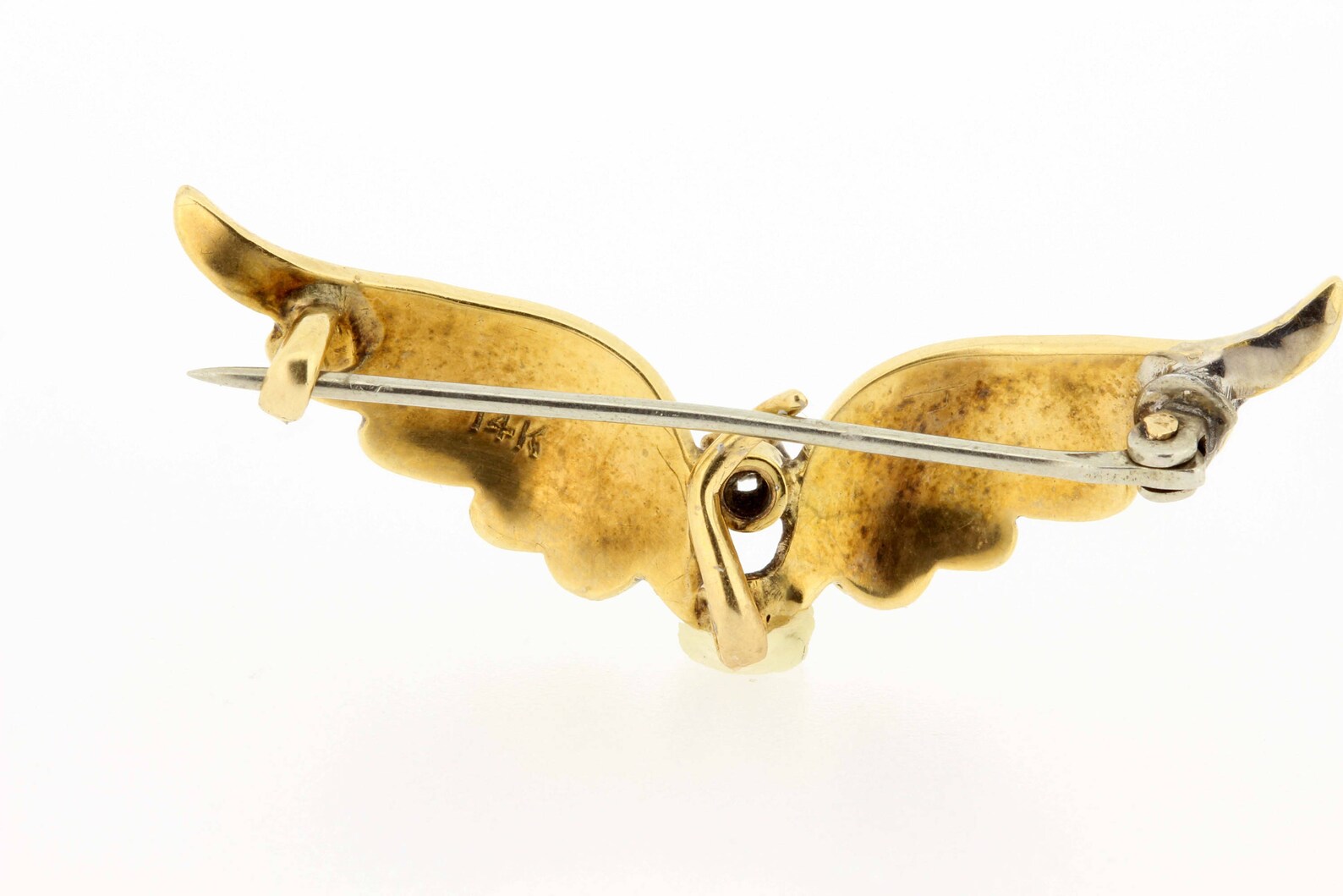 Diamond and Pearl Angel Wing Pin 14K Yellow Gold - Etsy