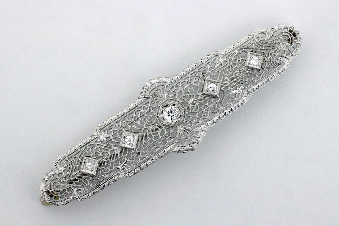 1920s 14k Gold Filigree Pin - Etsy