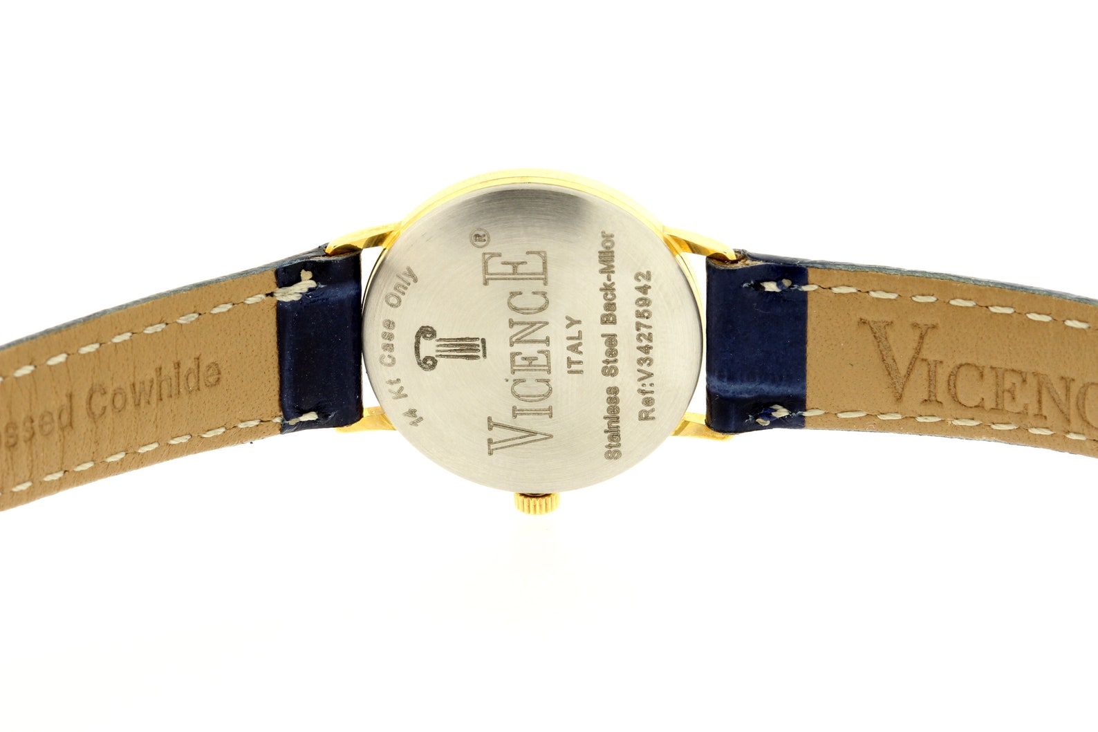Vicence Wrist Watch Quartz Swiss Movement 14K Gold Case With Stainless ...
