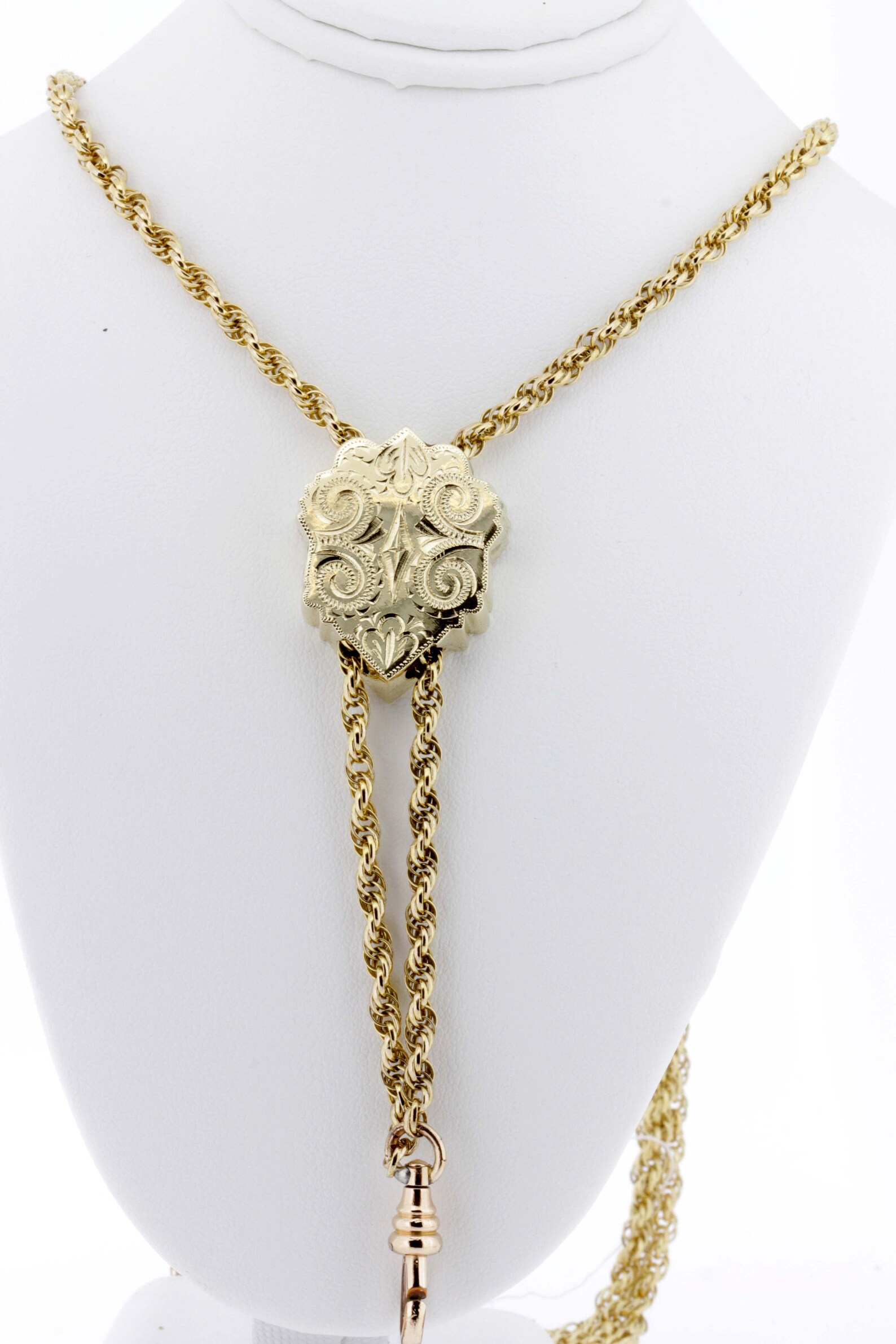 14K Yellow Gold Hand Engraved Slide Necklace - Etsy