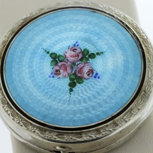 Silver Compact Mirror With Flowers and Enamel - Etsy