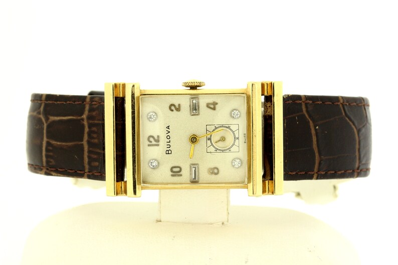14K Yellow Gold Case Bulova Diamond Dial and Arabic Number | Etsy