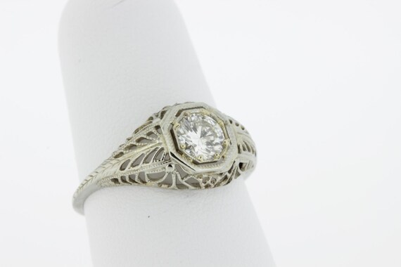 Fern Leaf pierced pattern in 18K Gold Diamond Ring - Gem