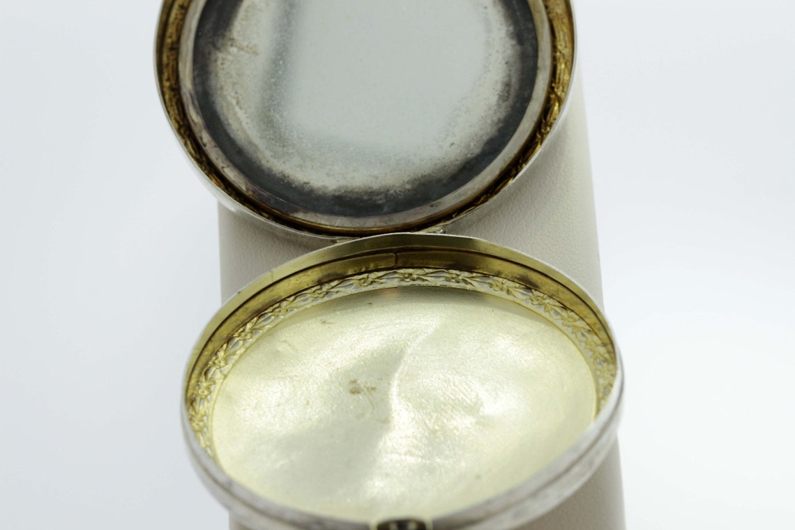 Silver Compact Mirror with Flowers and Enamel | Etsy