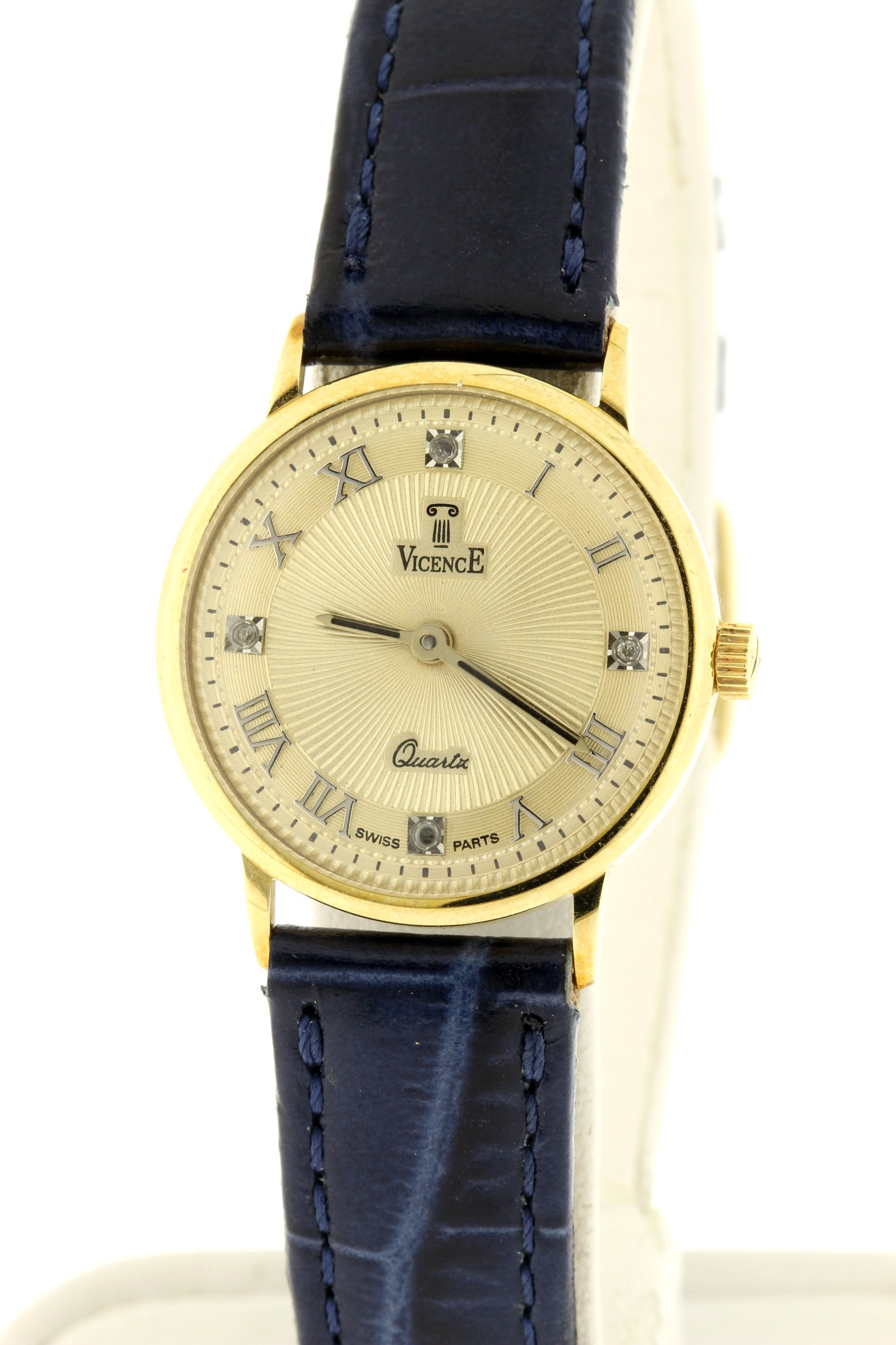 Vicence Wrist Watch Quartz Swiss Movement 14K Gold Case With Stainless ...