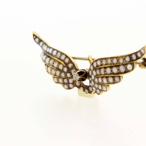 Diamond and Pearl Angel Wing Pin 14K Yellow Gold - Etsy