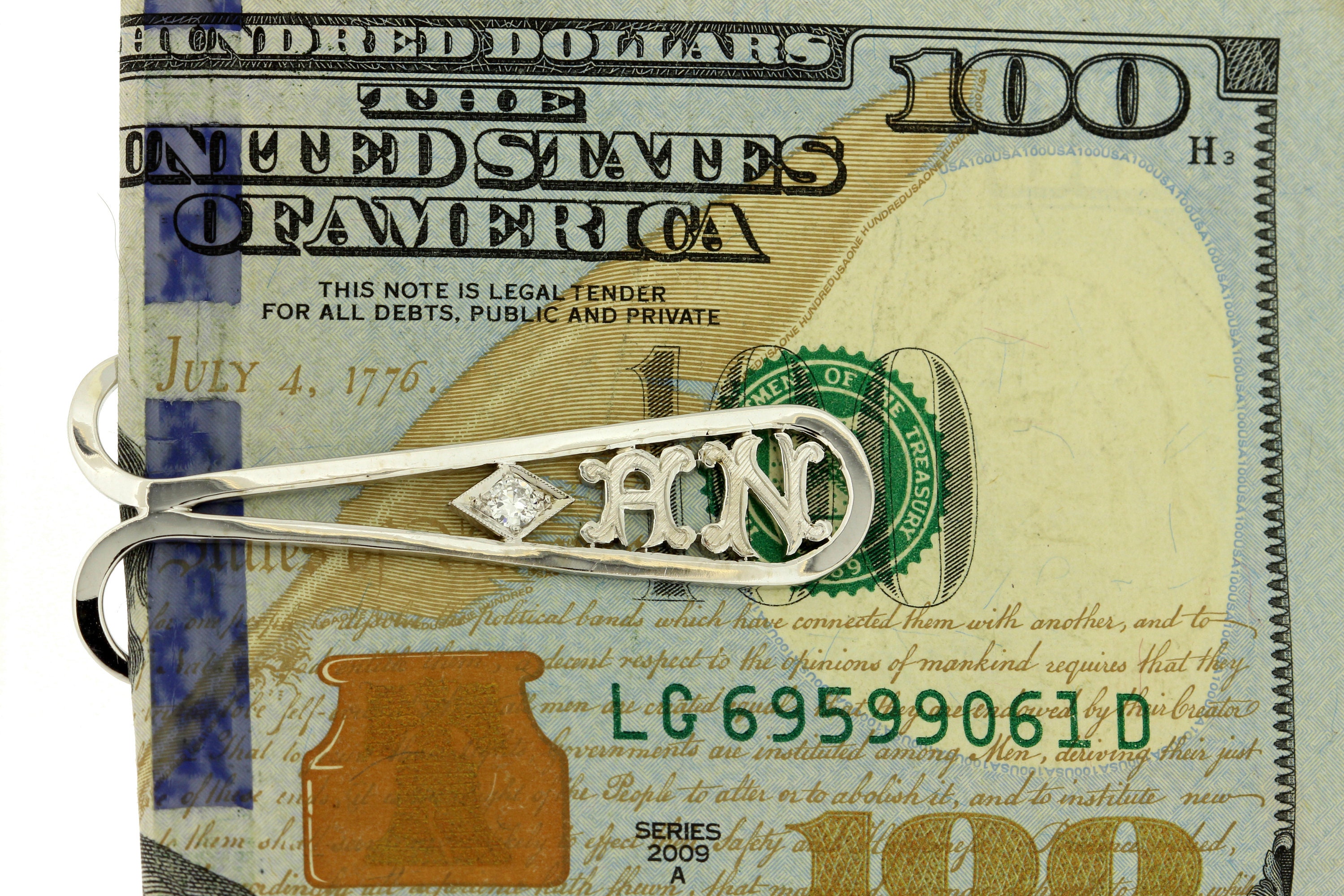 Intial Money Clip 14K Gold With Diamond a and - Etsy