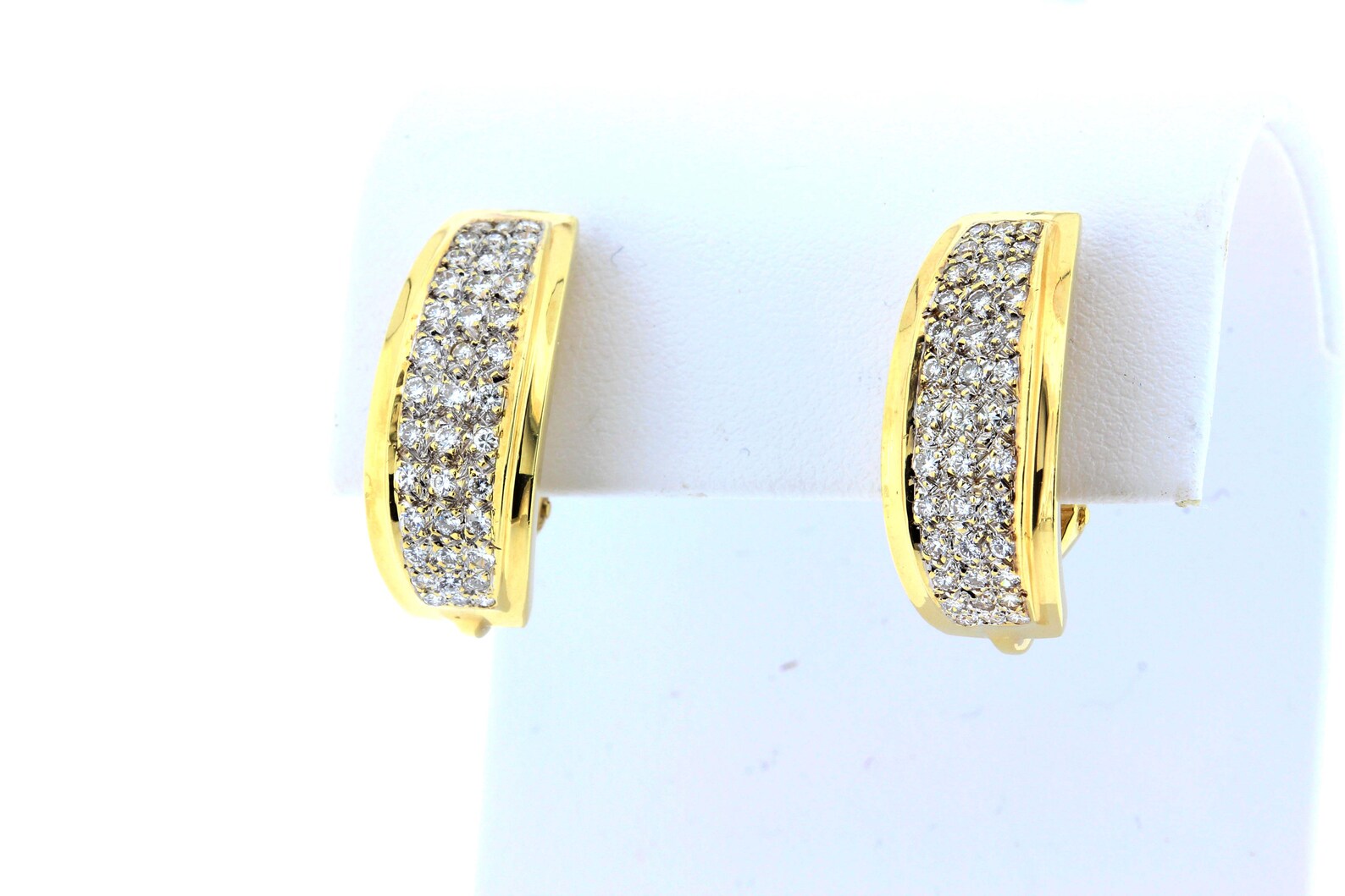14K Gold Earrings Half Hoops Omega Backs Czs - Etsy