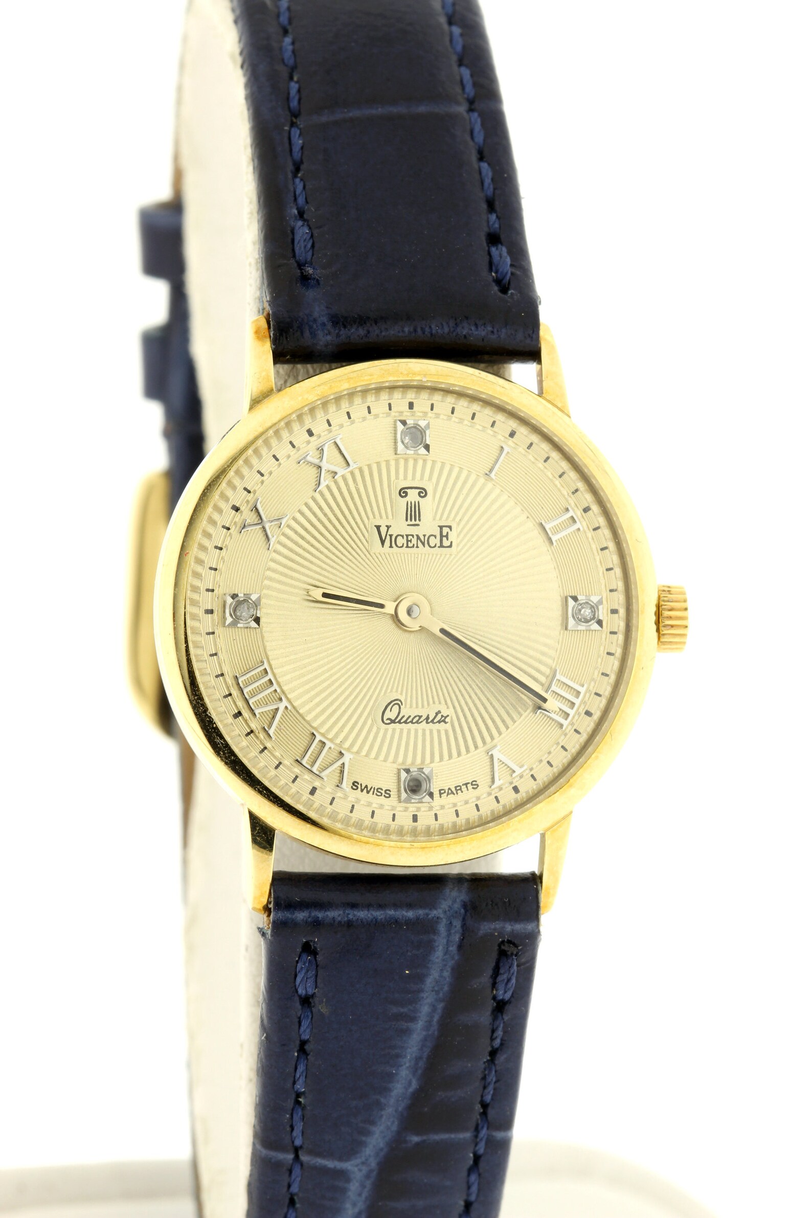 Vicence Wrist Watch Quartz Swiss Movement 14K Gold Case With Stainless ...