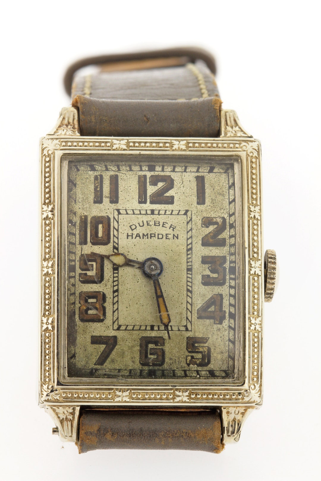 1920s Dueber Hampden Wrist Watch One Piece Gold Filled Engraved Case 15 ...