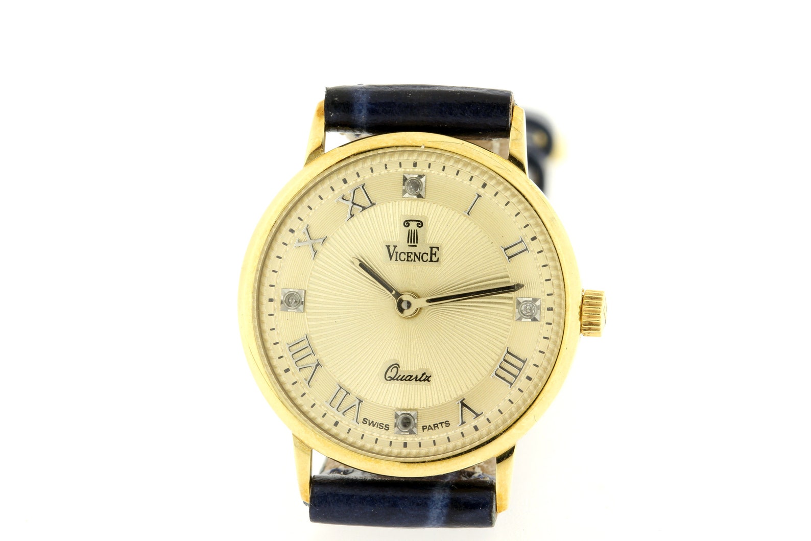 Vicence Wrist Watch Quartz Swiss Movement 14K Gold Case With Stainless ...