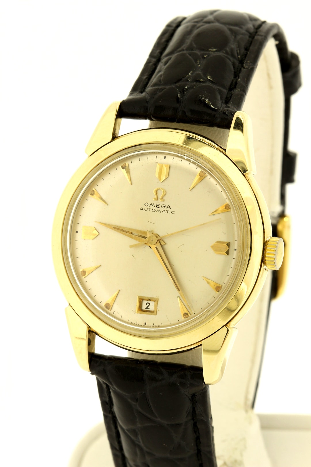 1950s Vintage Omega Wrist Watch 18K Yellow Automatic Date Dial - Etsy
