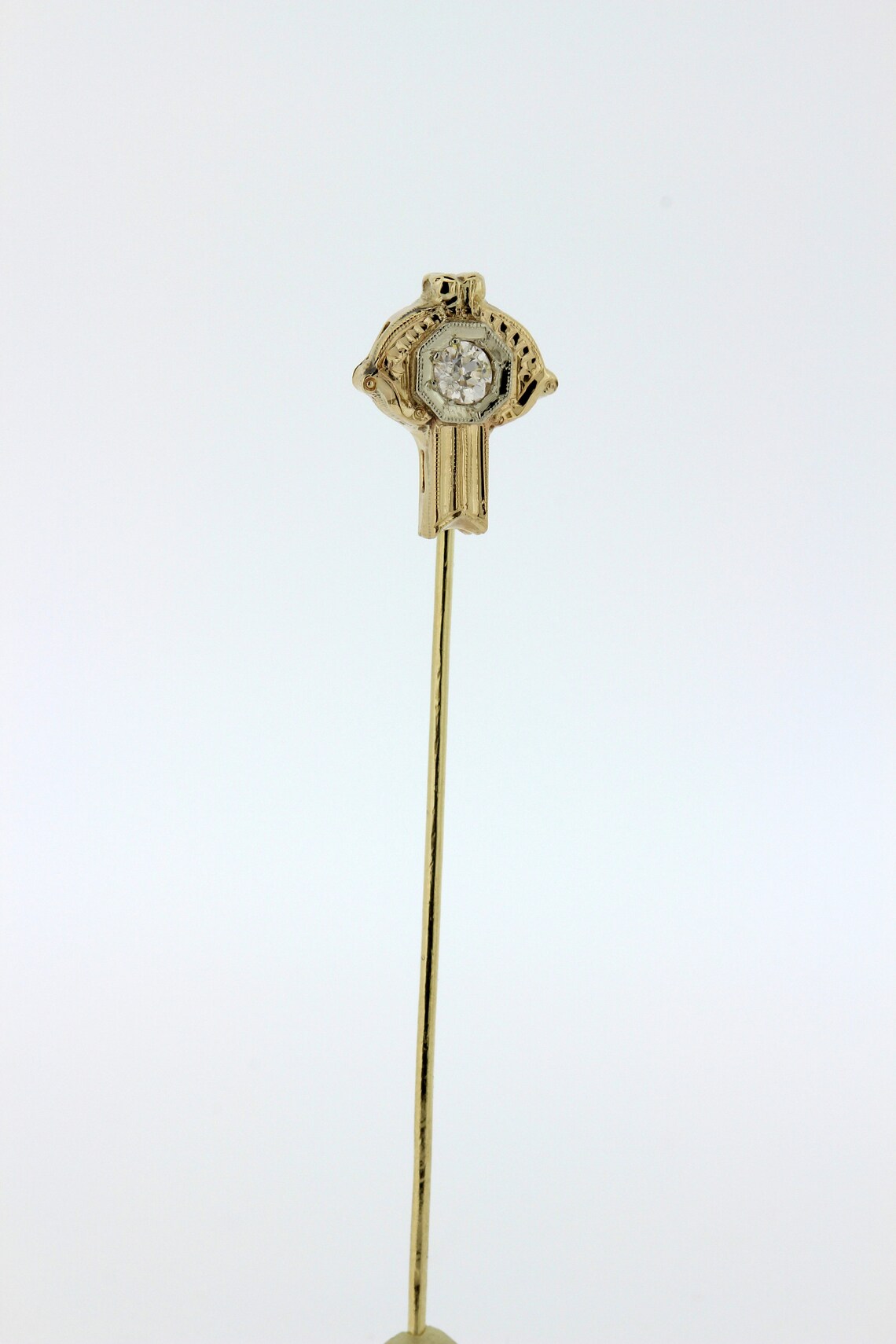 Vintage Stick Pin 14K Gold With Old Euro Cut Diamond - Etsy