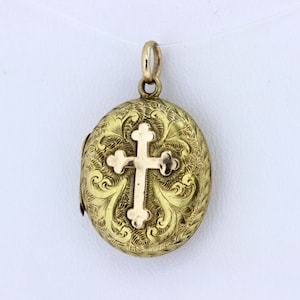 Gold Locket With Cross Engraved Mourning Jewelry - Etsy