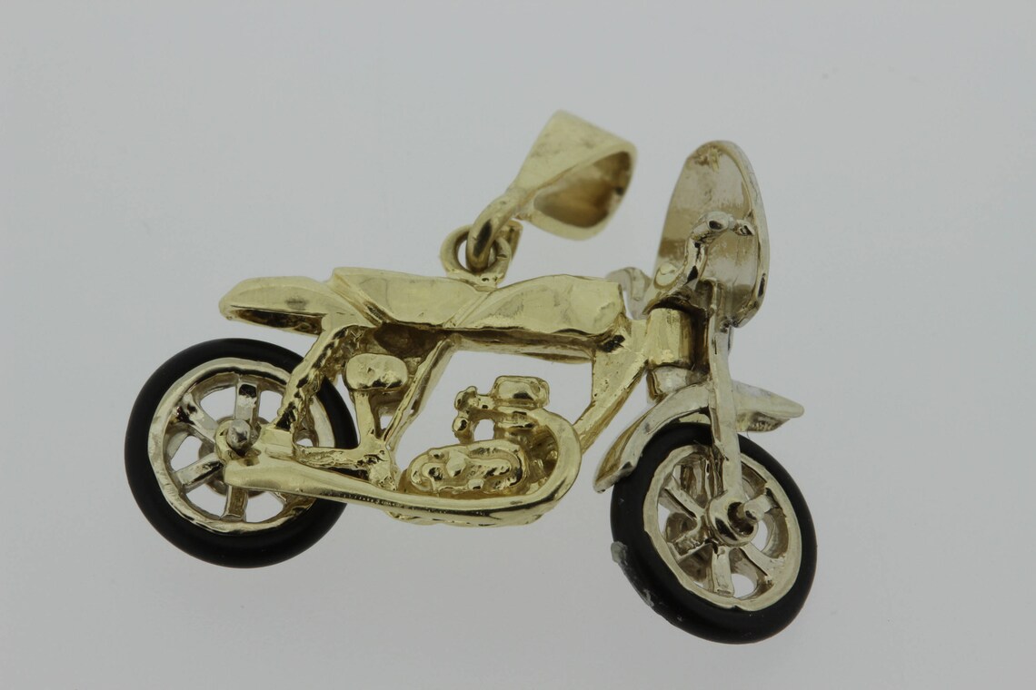 Motorbike Charm 14K Gold With Moving Wheels - Etsy