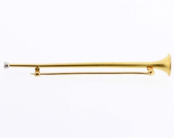 14k Gold Trumpet Pin/brooch W/moving Buttons - Etsy