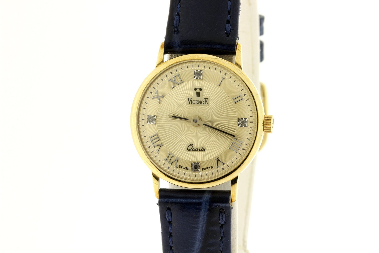 Vicence Wrist Watch Quartz Swiss Movement 14K Gold Case With Stainless ...