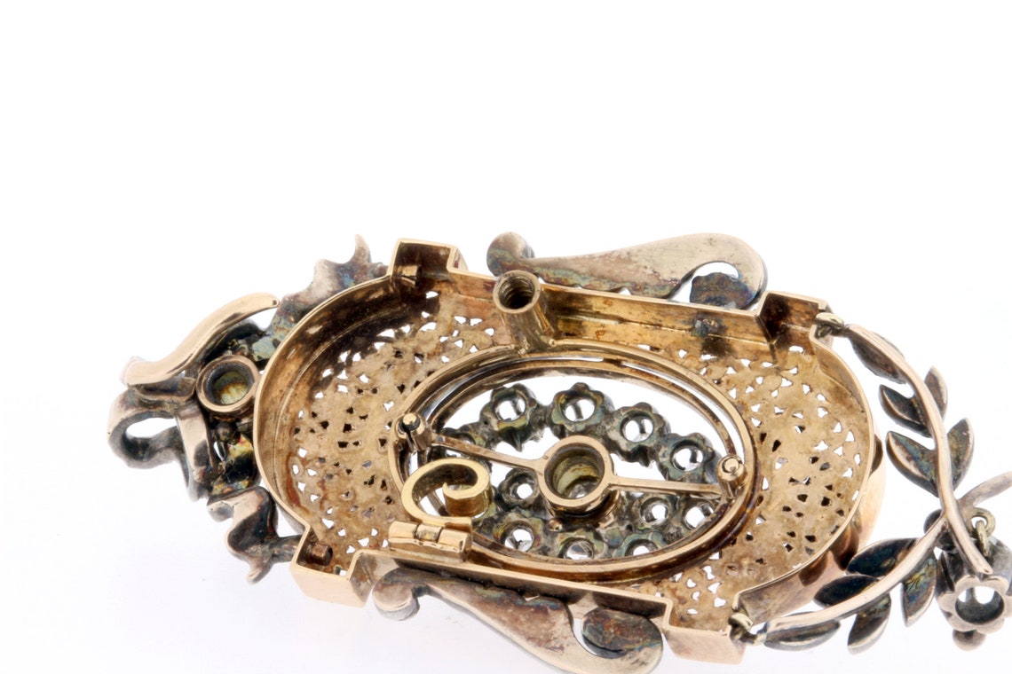 Gold and Sterling Silver Vintage Brooch With Diamonds - Etsy