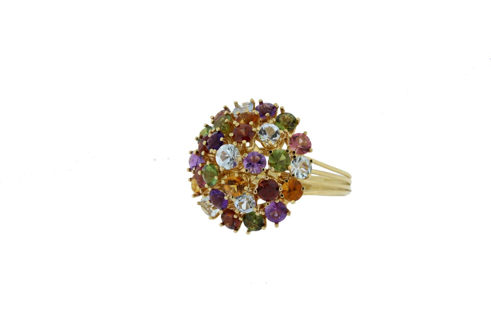 18K Yellow Gold Multi-gemstone Ring - Etsy