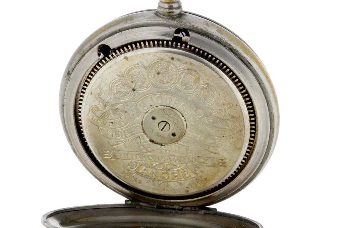 Chateau Cadillac 8 Day Pocket Watch Openscape Plated Engraved | Etsy