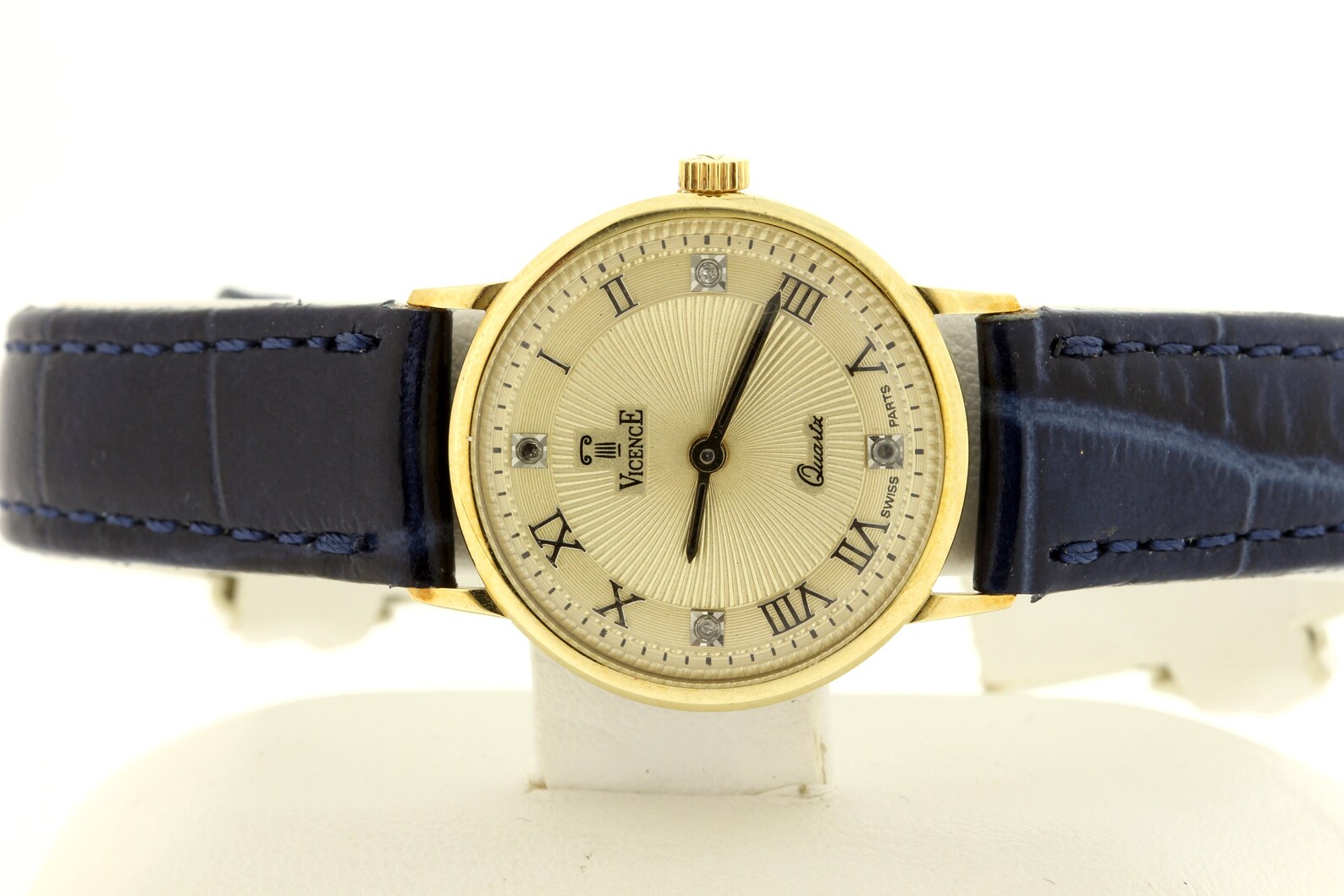 Vicence Wrist Watch Quartz Swiss Movement 14K Gold Case With Stainless ...