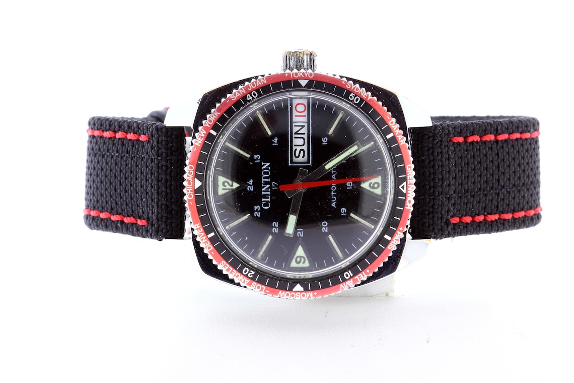 Clinton Automatic Wrist Watch With Date Day Dial | Etsy