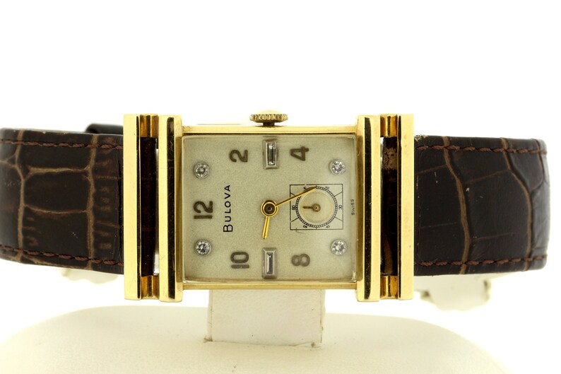 14K Yellow Gold Case Bulova Diamond Dial and Arabic Number | Etsy