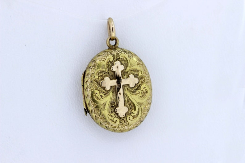 Gold Locket With Cross Engraved Mourning Jewelry - Etsy